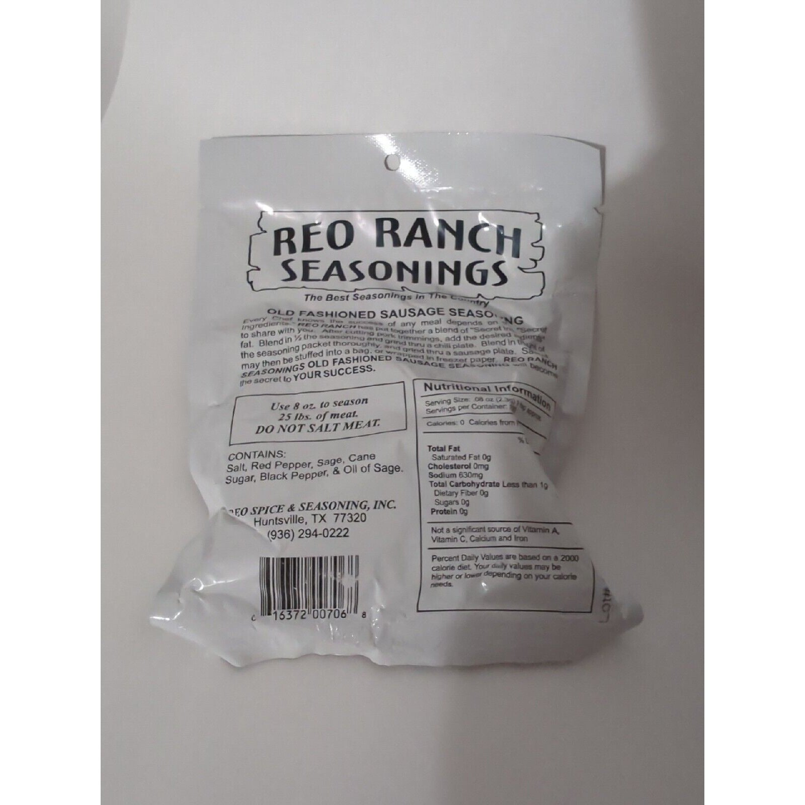 REO Ranch Seasonings Old Fashioned Sausage Seasoning 8 Ounce Bag ...