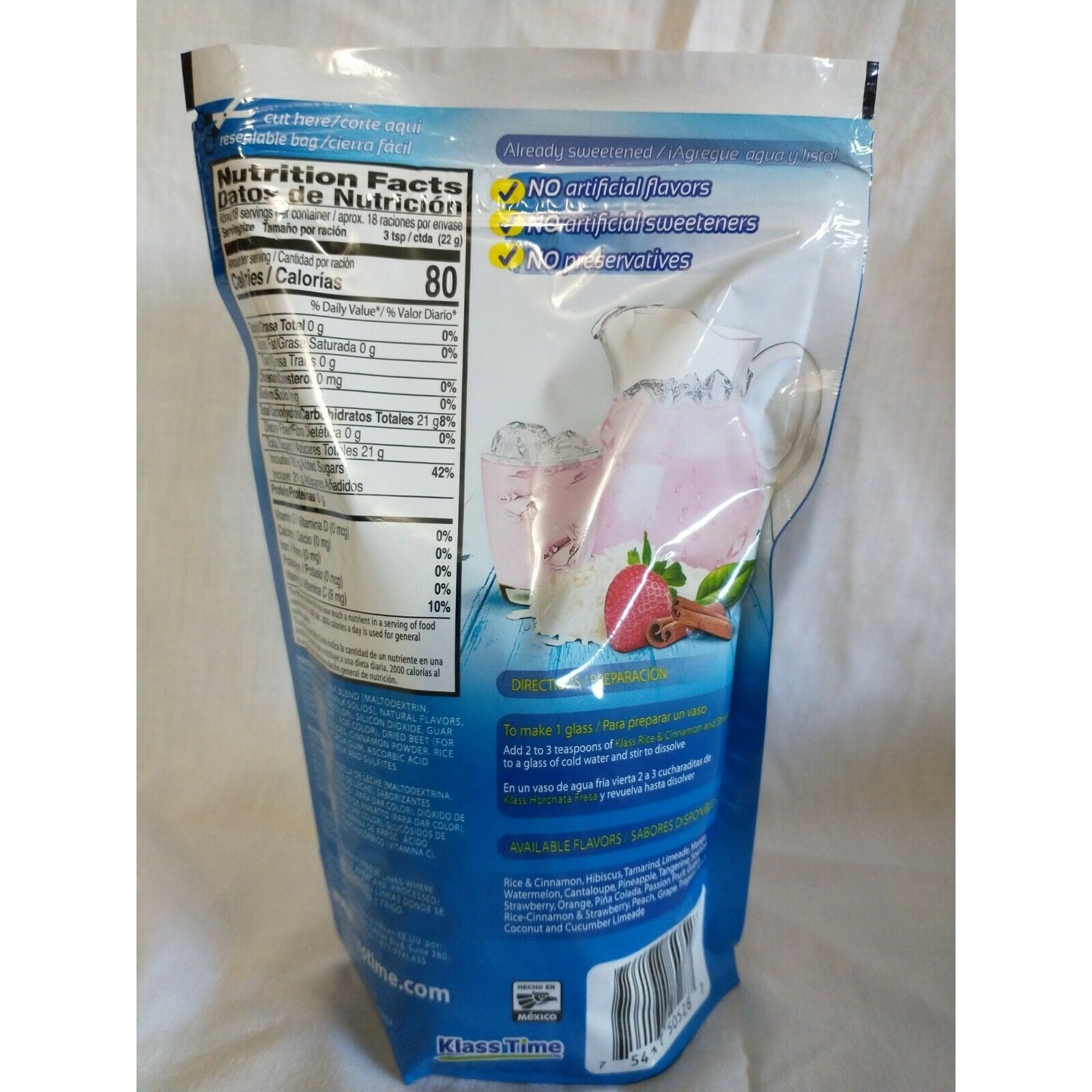 Klass Aguas Frescas Horchata Fresa (Strawberry) Drink Mix 14.1 Oz Pack ...