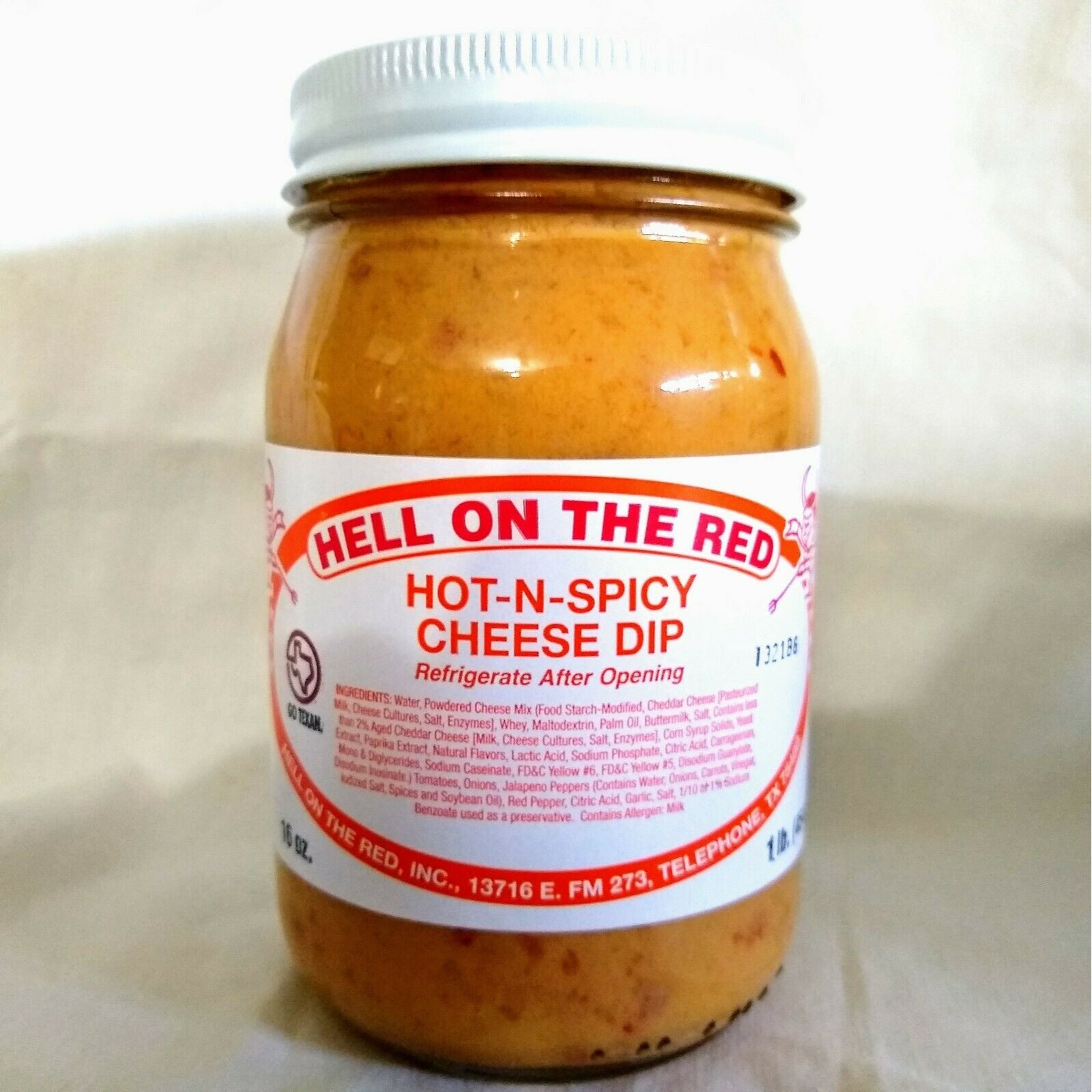 Hell On The Red Hot-N-Spicy Cheese Dip 16 Oz Glass Jar – Texan Spice
