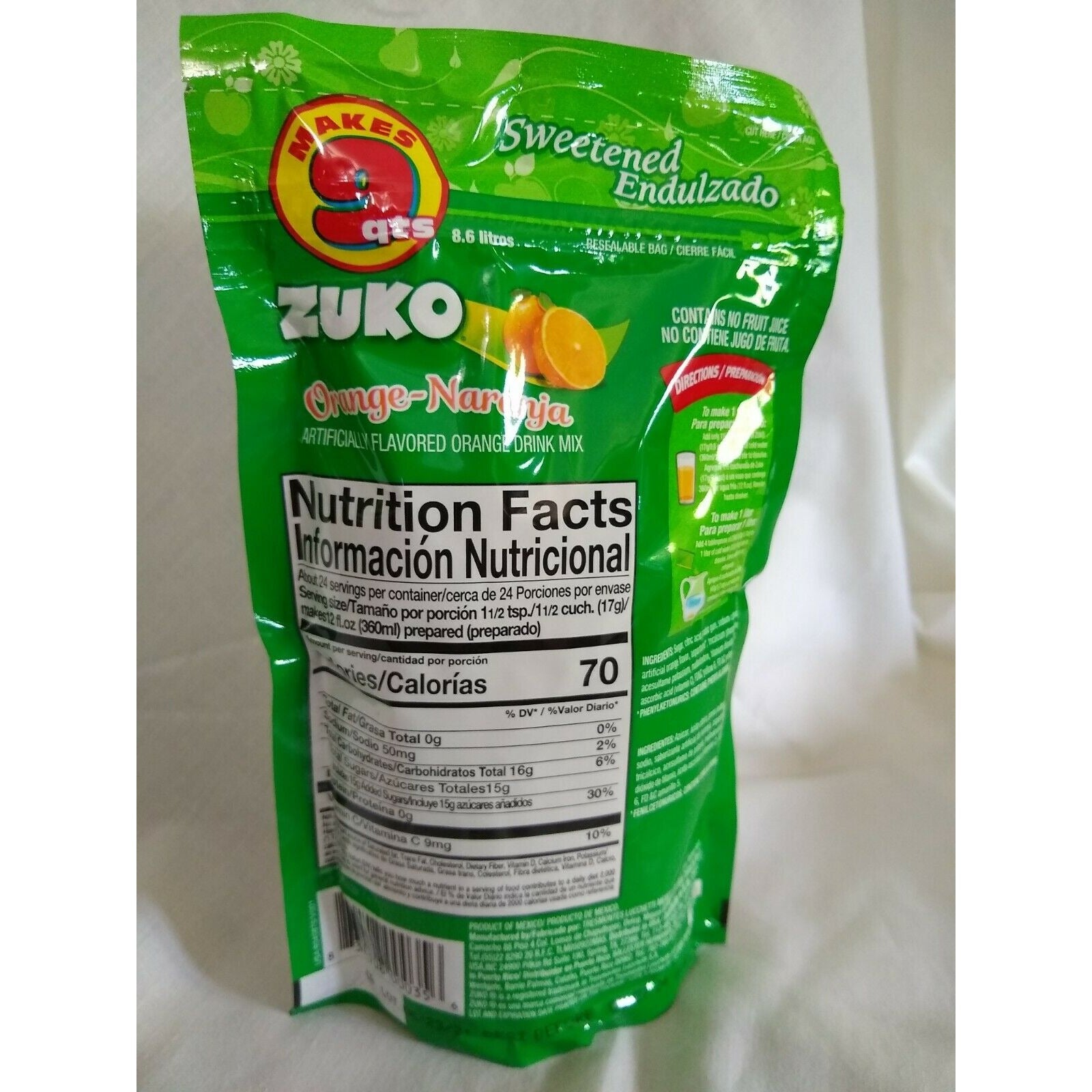 Zuko Aguas Frescas Orange (Naranja) Flavored Drink Mix 14.1 Ounce Pack ...